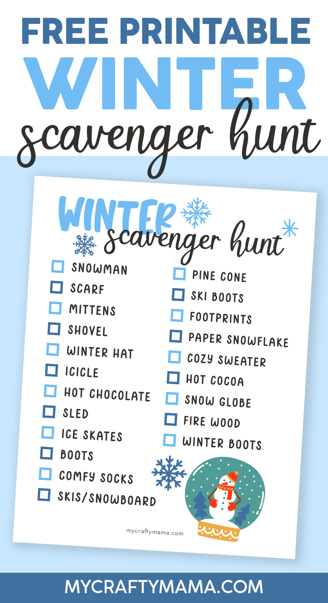 Free Winter Scavenger Hunt Printable For Home – ARJF