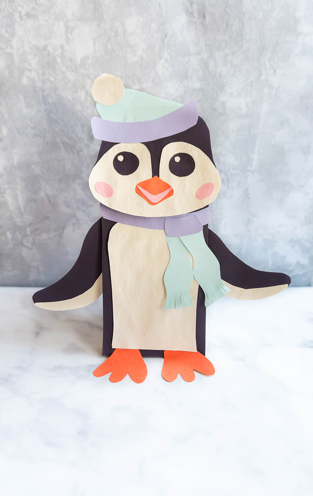 Penguin Paper Bag Puppet - 2 Ways! (Free Template) - My Crafty Mama